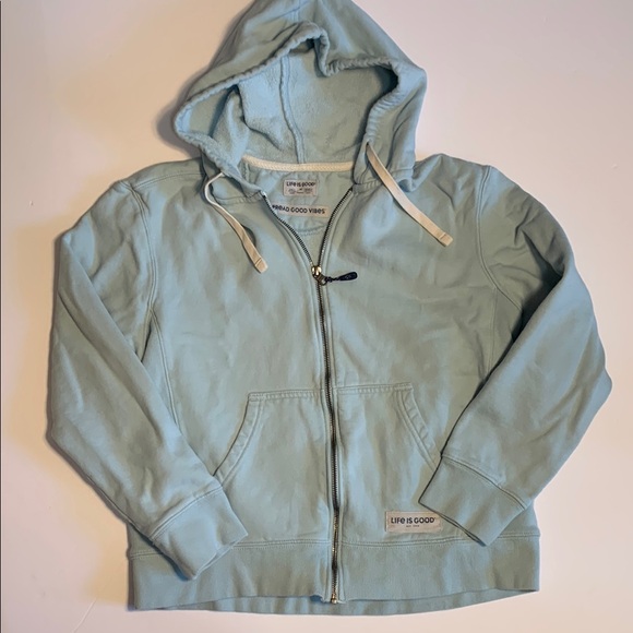 Life Is Good | Tops | Life Is Good Sky Blue Zipup Hoodie Size Medium ...